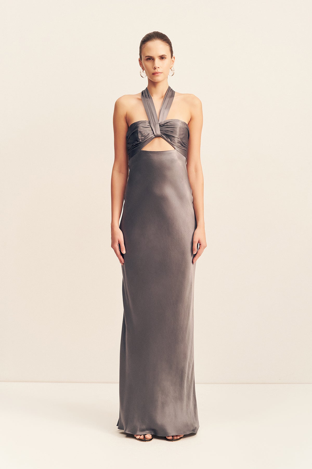 La Lune Ruched Halter Maxi Dress | Graphite | Dresses | Shona Joy