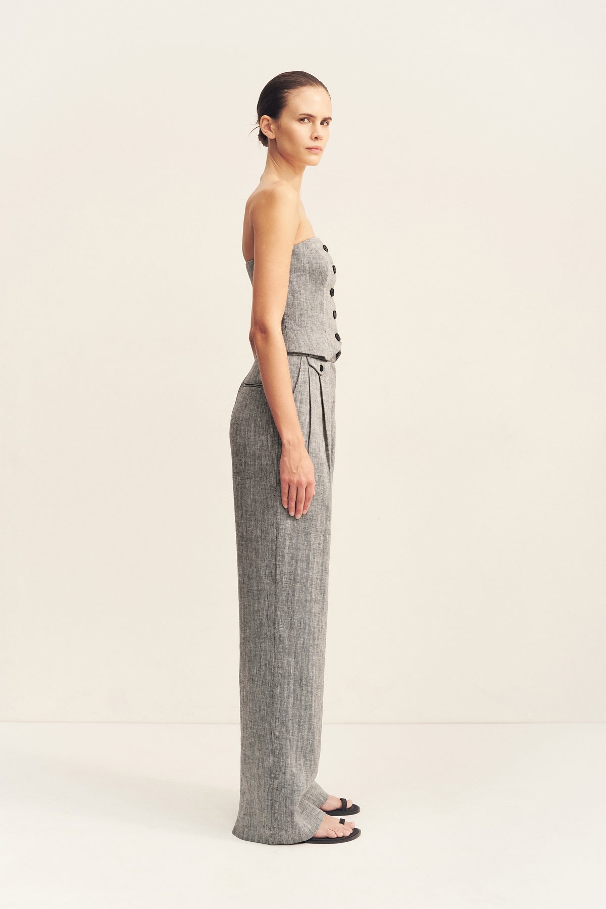 Amanda Linen High Waisted Tailored Pant | Ash | Pants | Shona Joy