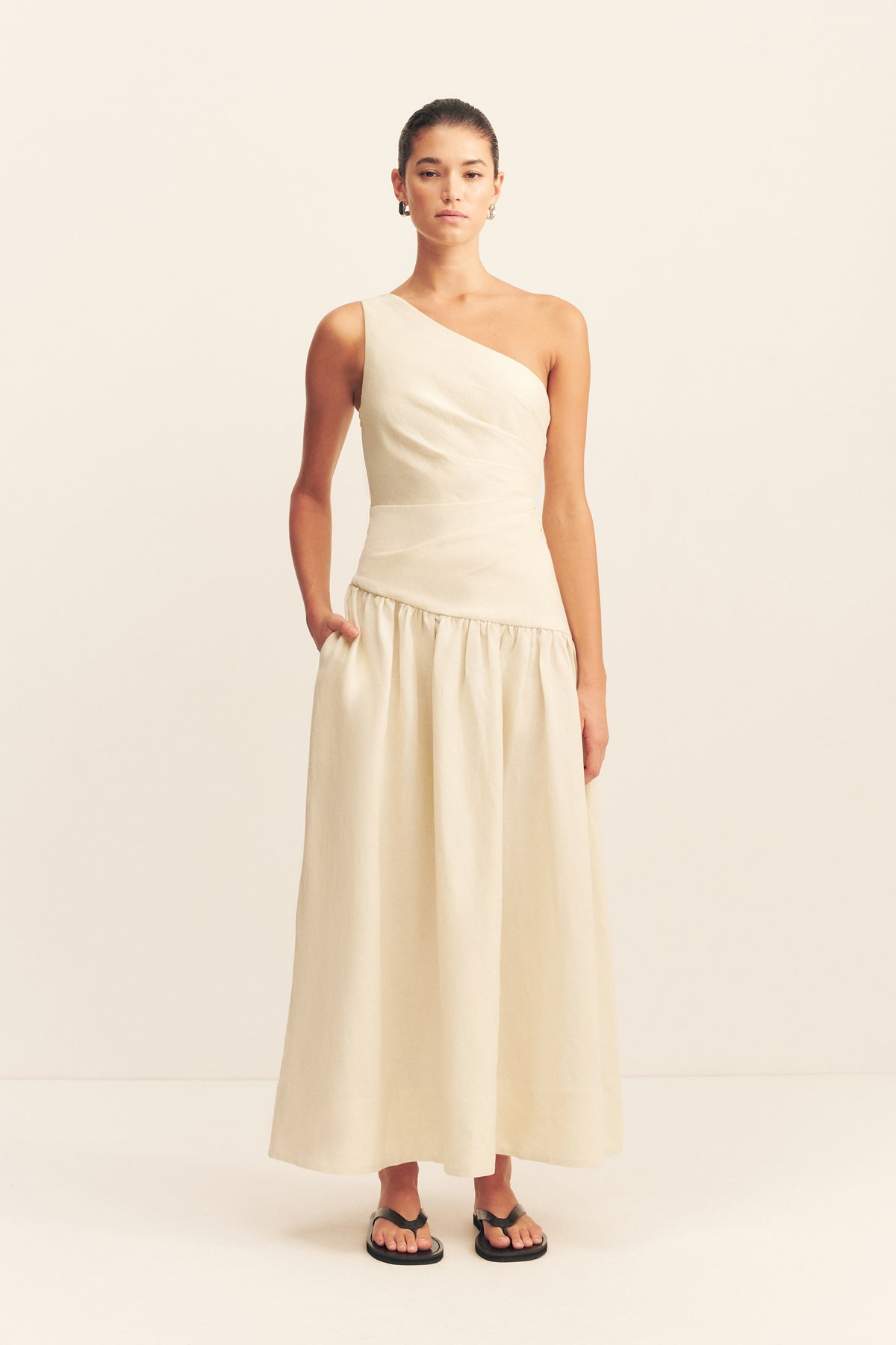 Gigi One Shoulder Maxi Dress | Ecru | Dresses | Shona Joy