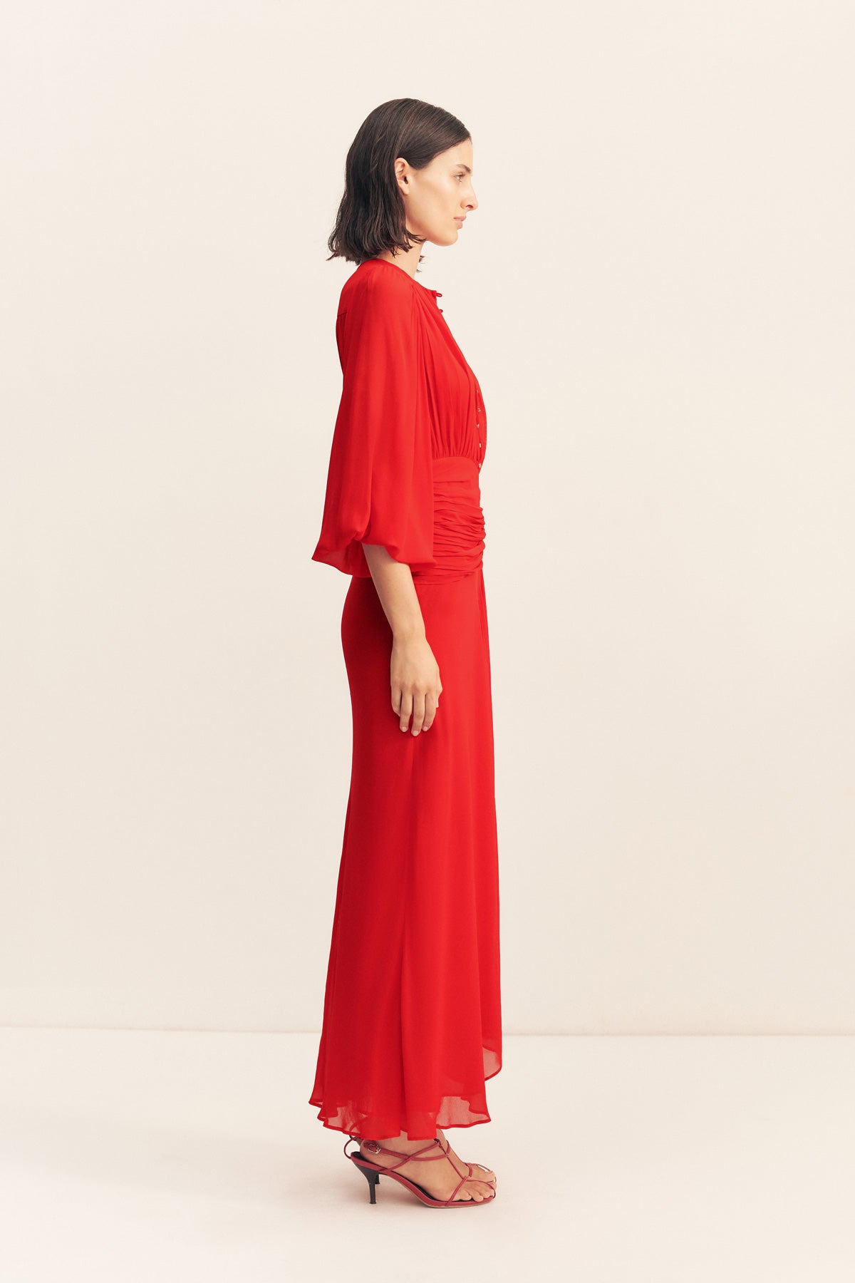 Romy High Neck Balloon Sleeve Maxi Dress | Chilli | Dresses | Shona Joy