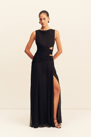 Claude Cut Out Side Split Maxi Dress | Black | Dresses | Shona Joy