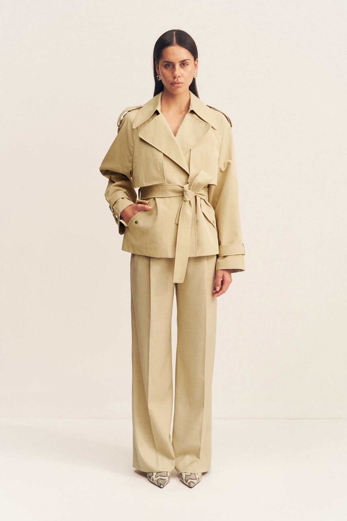 Warren Cropped Trench Jacket | Willow | Outerwear | Shona Joy