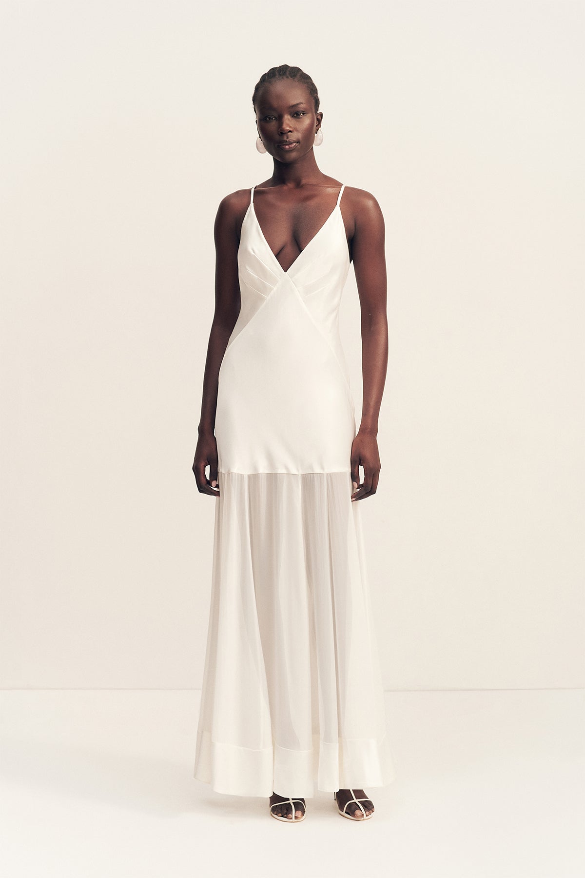 Moraya Plunged Maxi Dress | Ivory | Dresses | Shona Joy