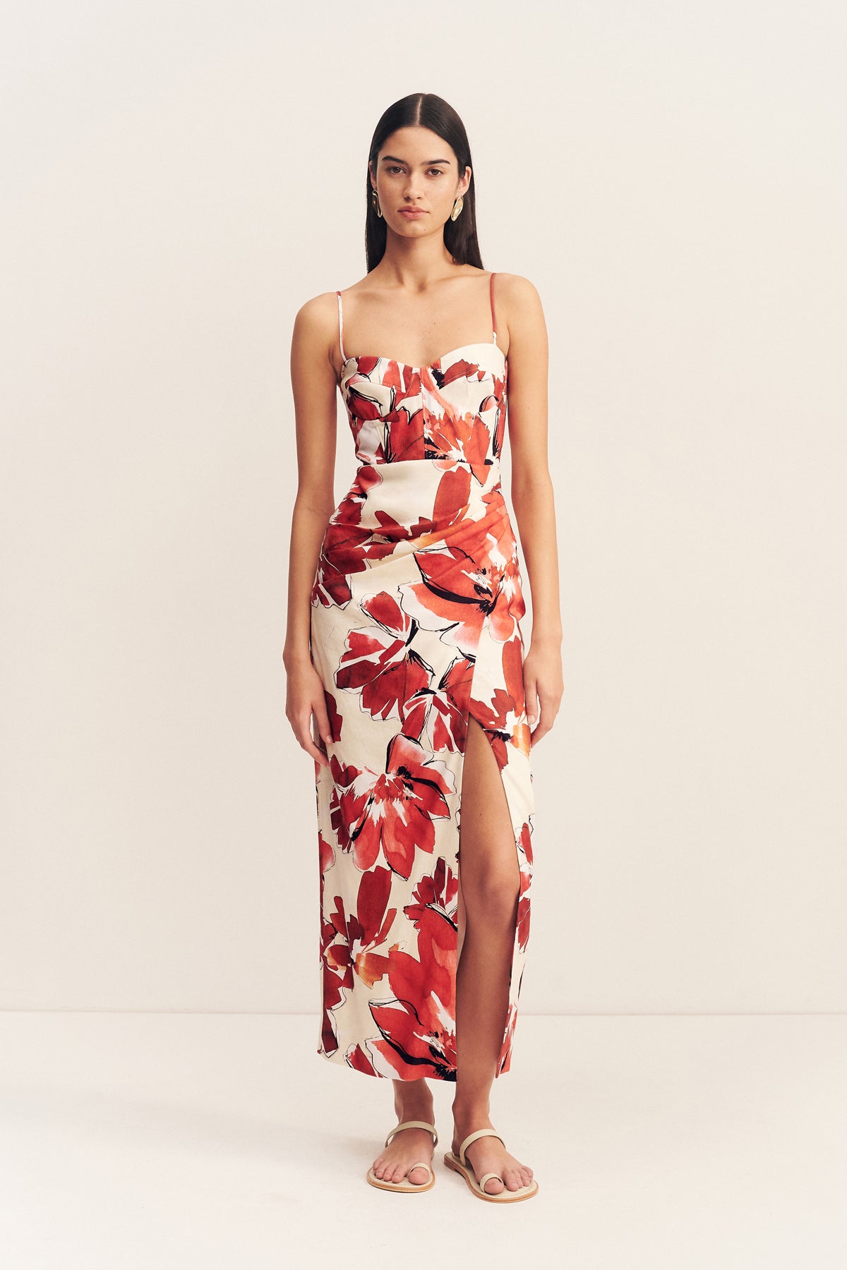 Ember Bustier Draped Midi Dress | Blooming Blossom | Dresses | Shona Joy