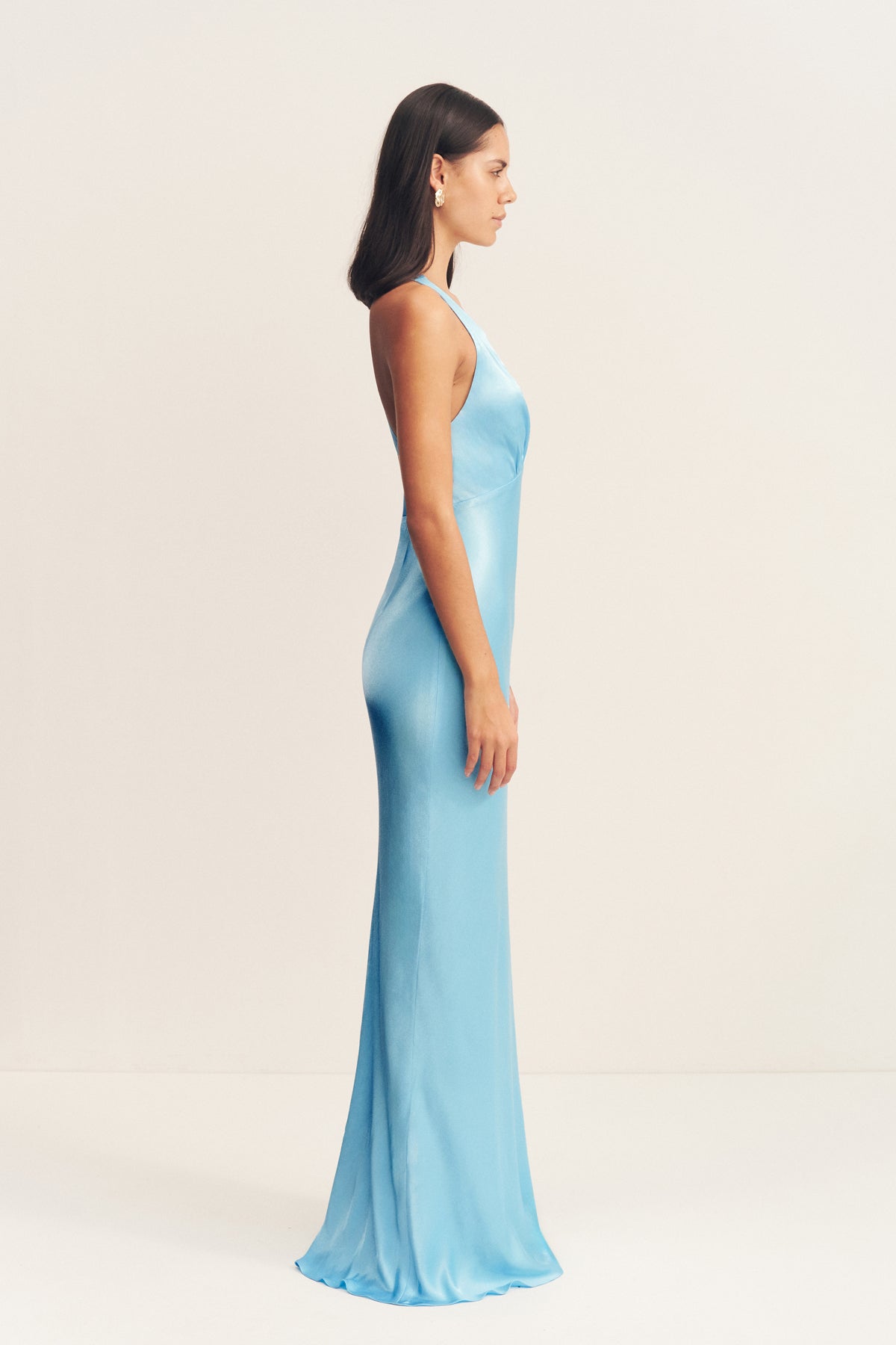 La Lune Plunged Cross Back Maxi Dress | Iceberg Blue | Dresses | Shona Joy