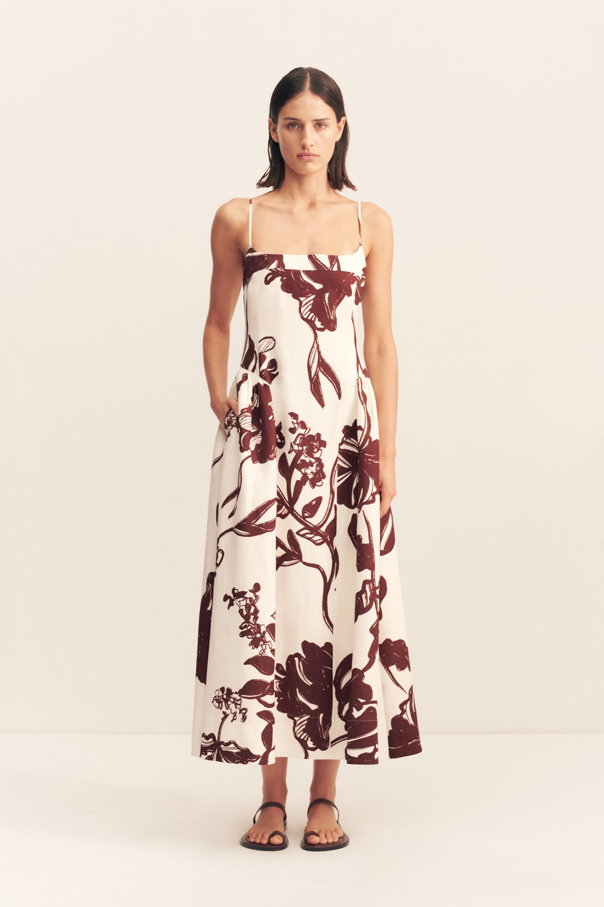 Emmett Square Neck Panelled Midi Dress | Redwood Wallpaper | Dresses ...