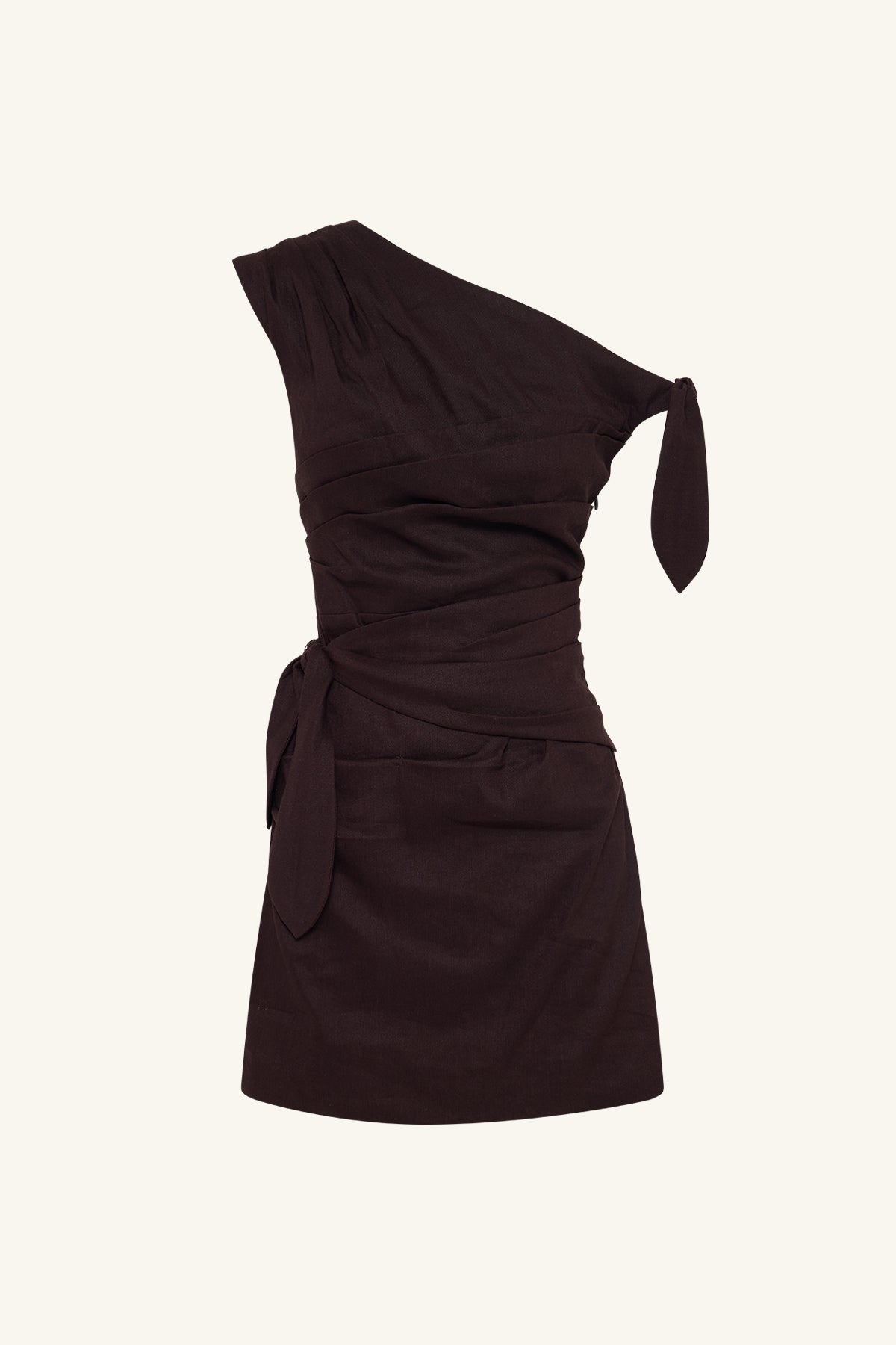 Brooks Asymmetrical Tie Mini Dress | Ganache | Dresses | Shona Joy